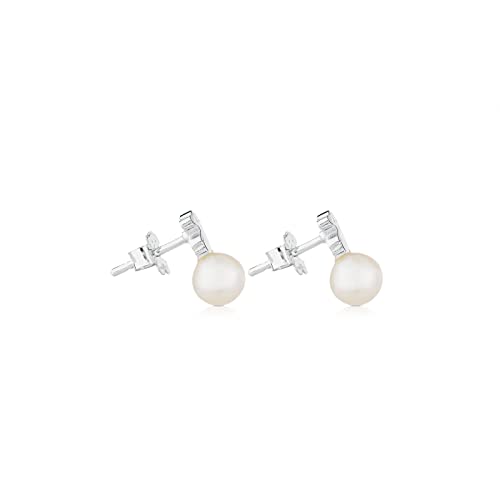 TOUS Sterling Silver Earrings for Women with Pearls & Bear Motif, Size: 1 cm. Puppies Collection