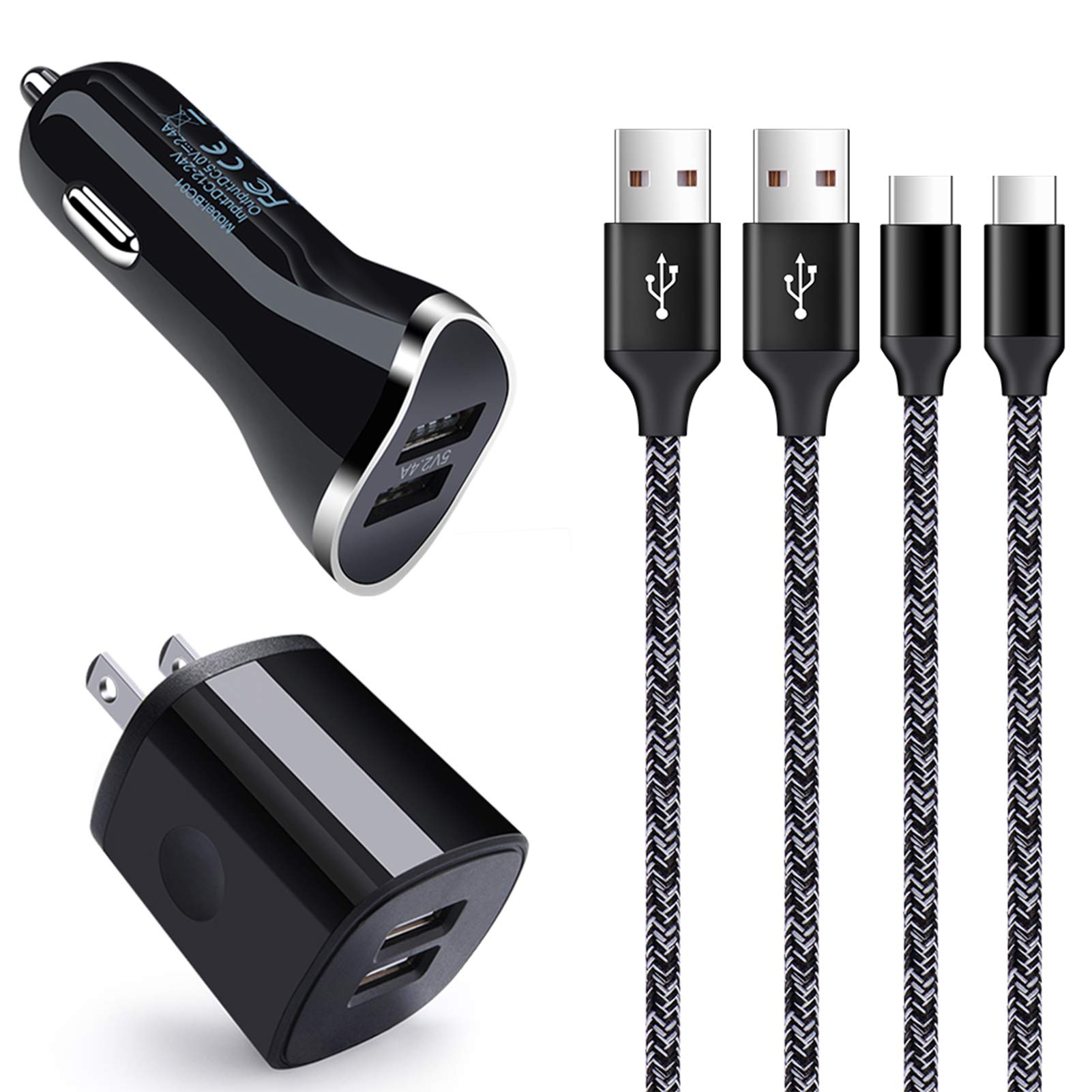 USB Type C Charger Cable for Moto Motorola G Power G Stylus G Play Pure 2024 Edge Razr G7 G8 G9 Plus Play One Z4 Z3 X4,Samsung S23 S22 S21 S20 S10e S10 S9,Car Charger Wall Adapter+Fast Charging Cord