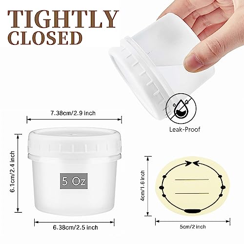 TUZAZO 5 Oz Food Storage Jars with Screw Lids (12-Count) BPA Free Small Plastic Freezer Containers for Sauce, Jam and Puree, Reusable Plastic Ice Cream Containers