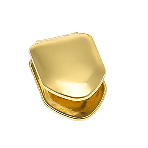 The Bling Factory 24k Gold Plated Removable Single Tooth Grill Cap + Polishing Cloth