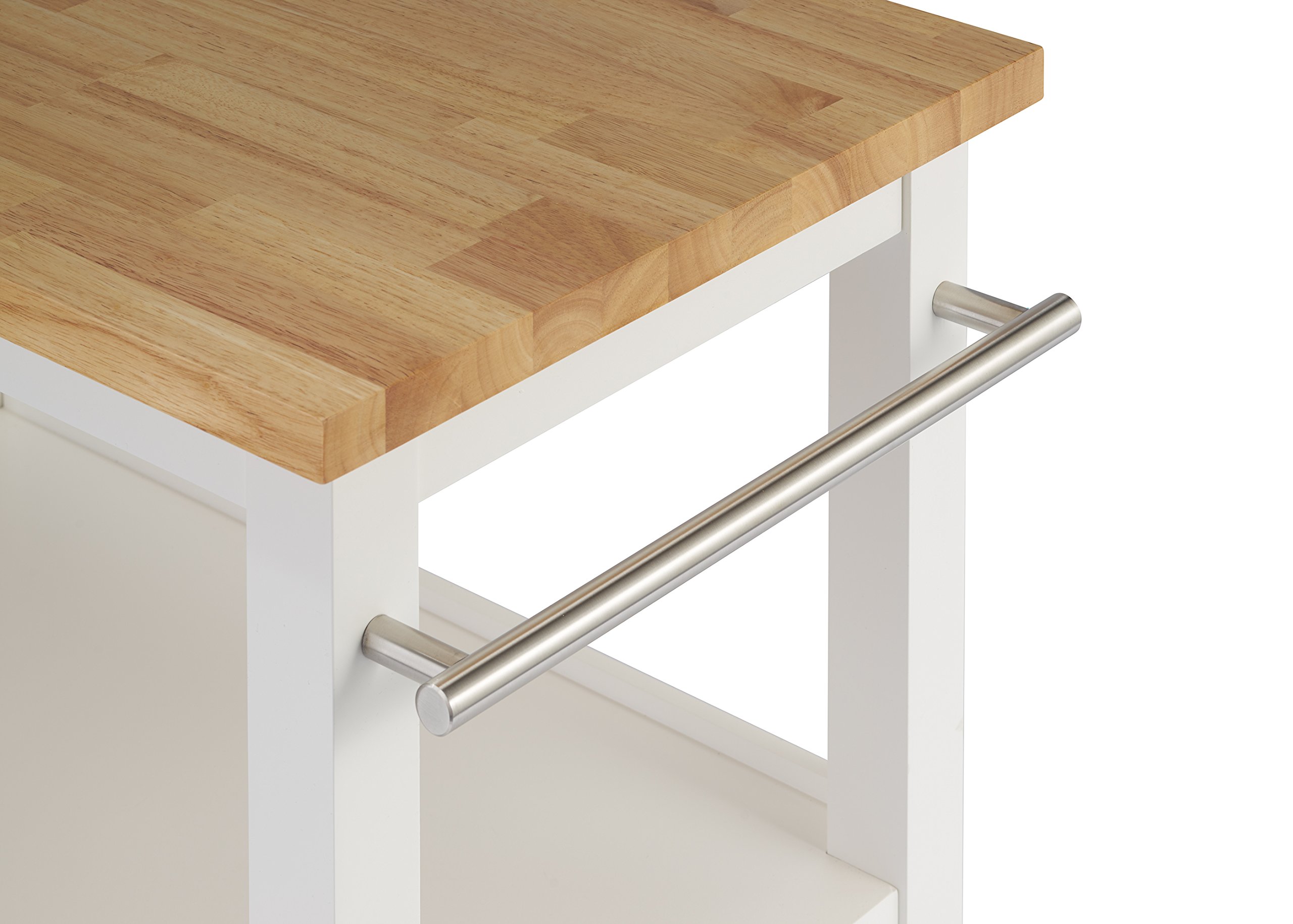 TRINITY 30-Inch Wood Kitchen Coffee Cart with Wheels, Two Shelves, and Rubberwood Work Surface for Kitchen Storage and Food Preparation, 30” W x 18” D x 35” H