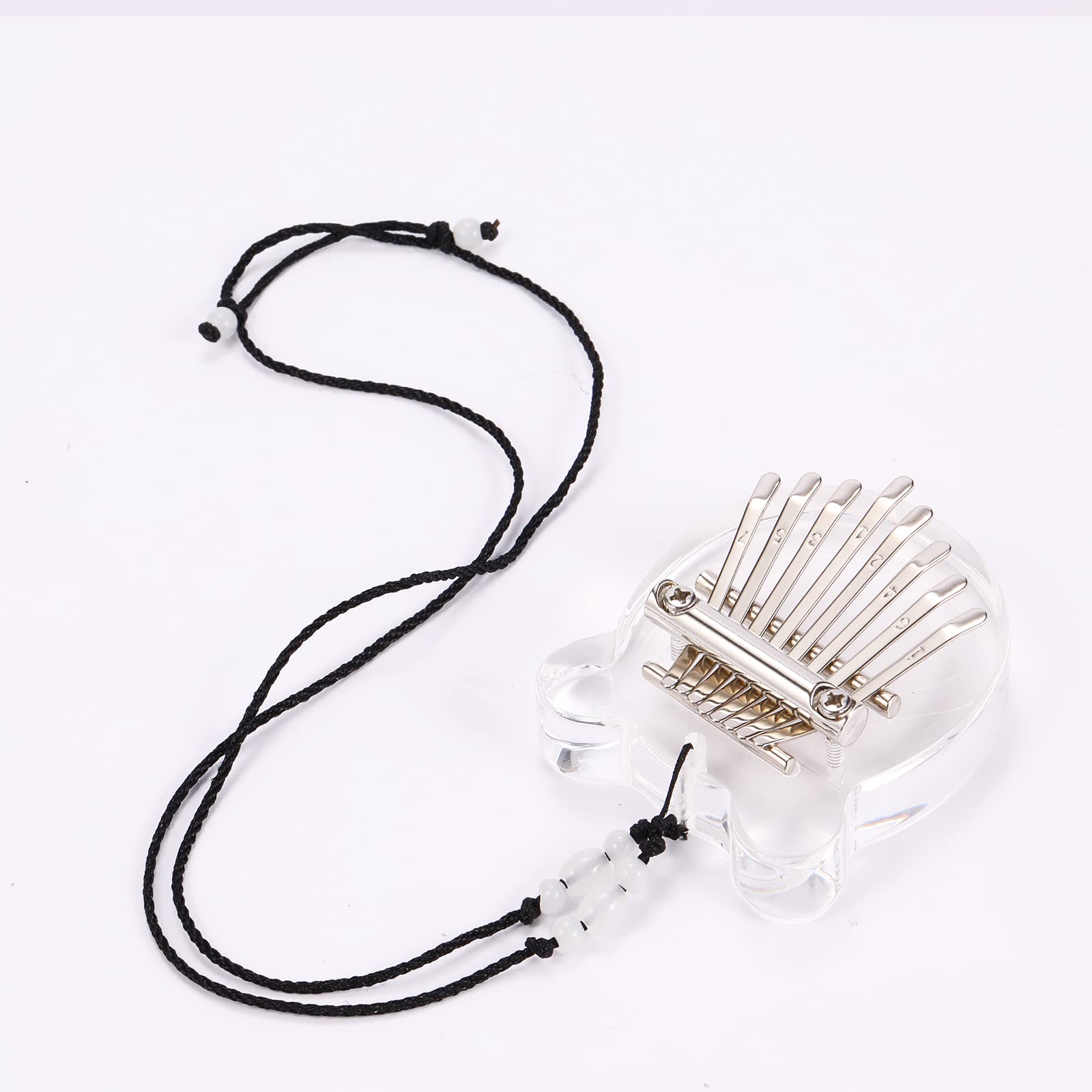 Yodooshi Mini Kalimba Thumb Piano, 8 key Delicate Finger Piano, Pendant Gift for Beginners' Introduction to Music (Transparent)
