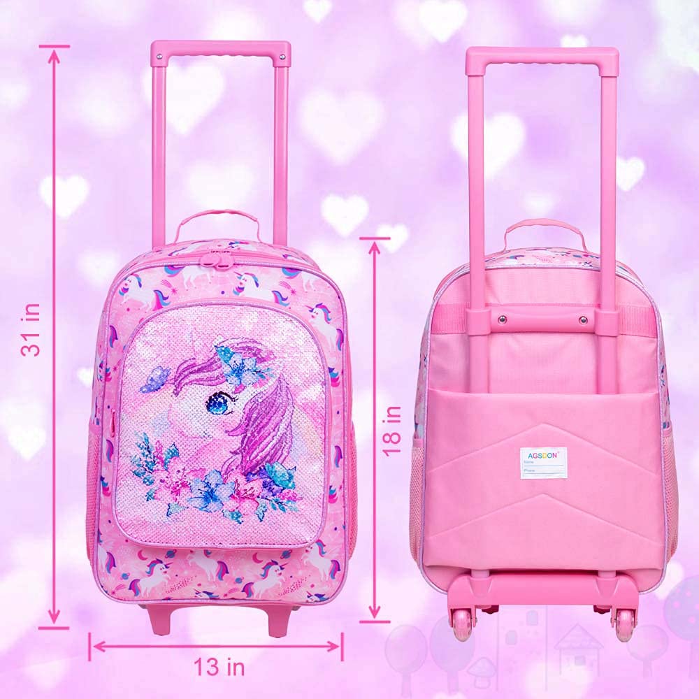 UFNDC Kids Luggage for Girls, Unicorn Suitcase Rolling with Wheels,Travel Carry on for Children Toddler elementary