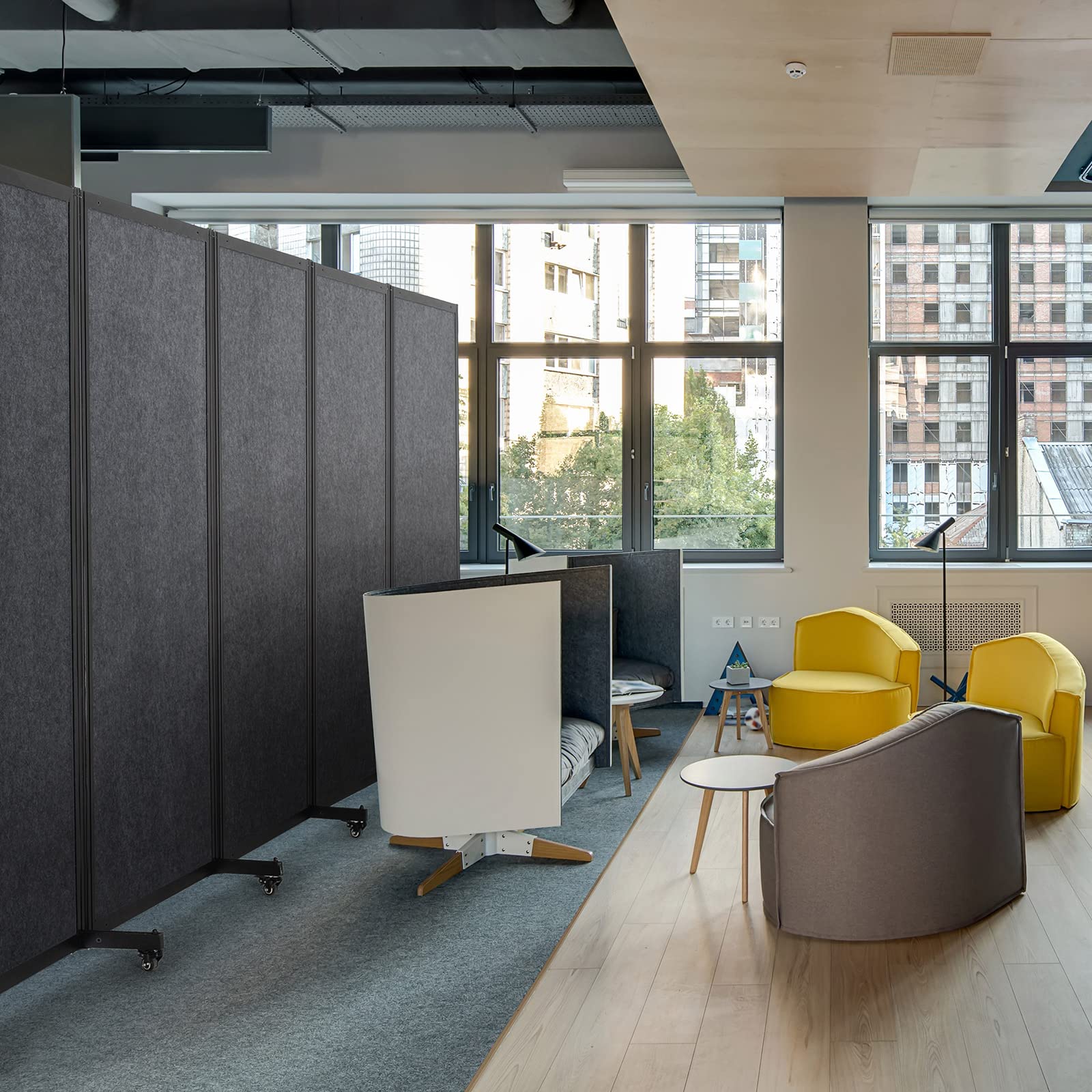 Strongbird Room Partition,Office Divider,Portable Commercial Screen Dividers,Privacy Partition Separator,Classroom School Dividers,10'6"W x 6'7"H,5 Panel,Grey