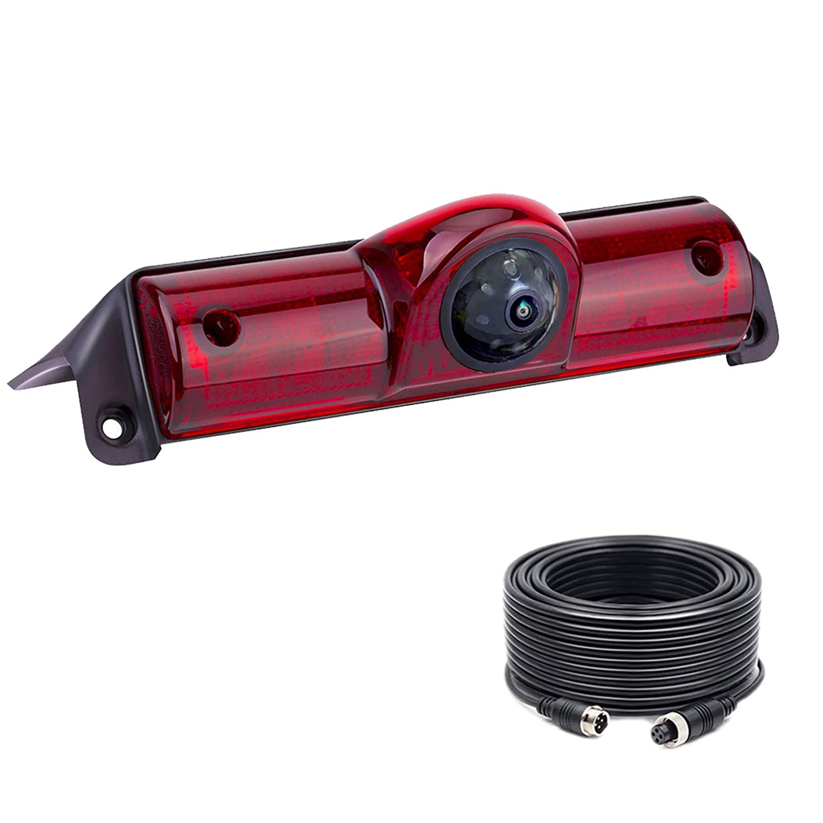 Videosystem Rear View Camera Backup Camera Replacement for Chevy Express GMC Savana Cargo Van Transporter/Savana Explorer 2003-2018 Year Third Brake Light, with Roof Top Mount