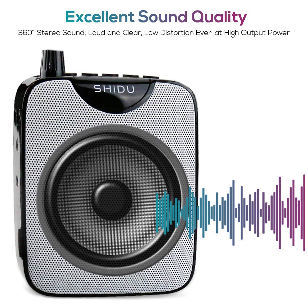 Voice Amplifier, SHIDU Original Wireless Voice Amplifiers 10W Rechargeable Portable Mini PA System Speaker with UHF Wireless Microphone Headset for Teachers, Yoga, Tour Guides, Coaches, Classroom