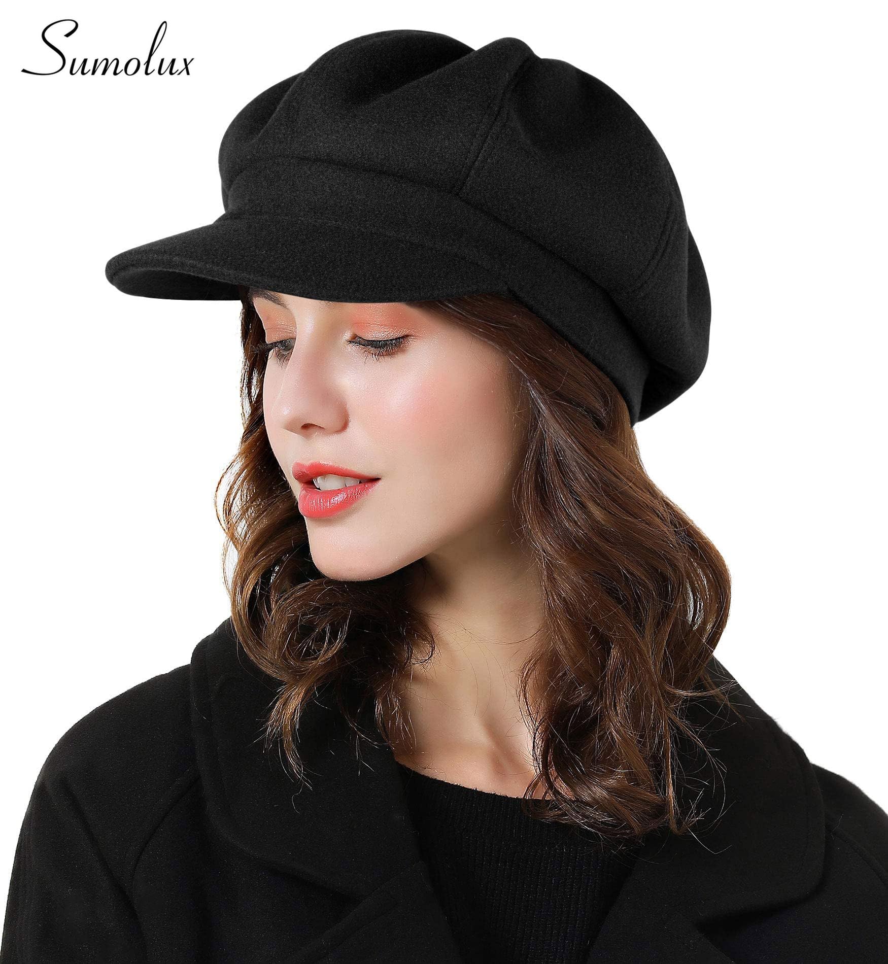 Sumolux Women Beret Cap Newsboy Hat French Wool Classic Autumn Spring Winter Hats