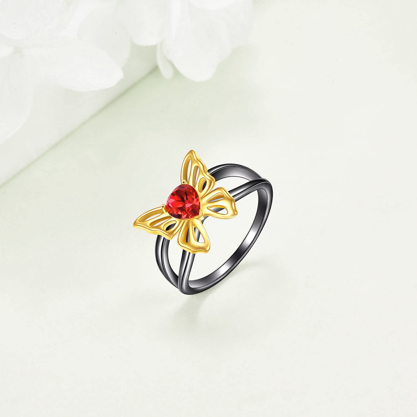 WTENIY Butterfly Ring Jewelry Gifts for Women Sterling Silver Gothic Witch Gothic Slytherin Ring