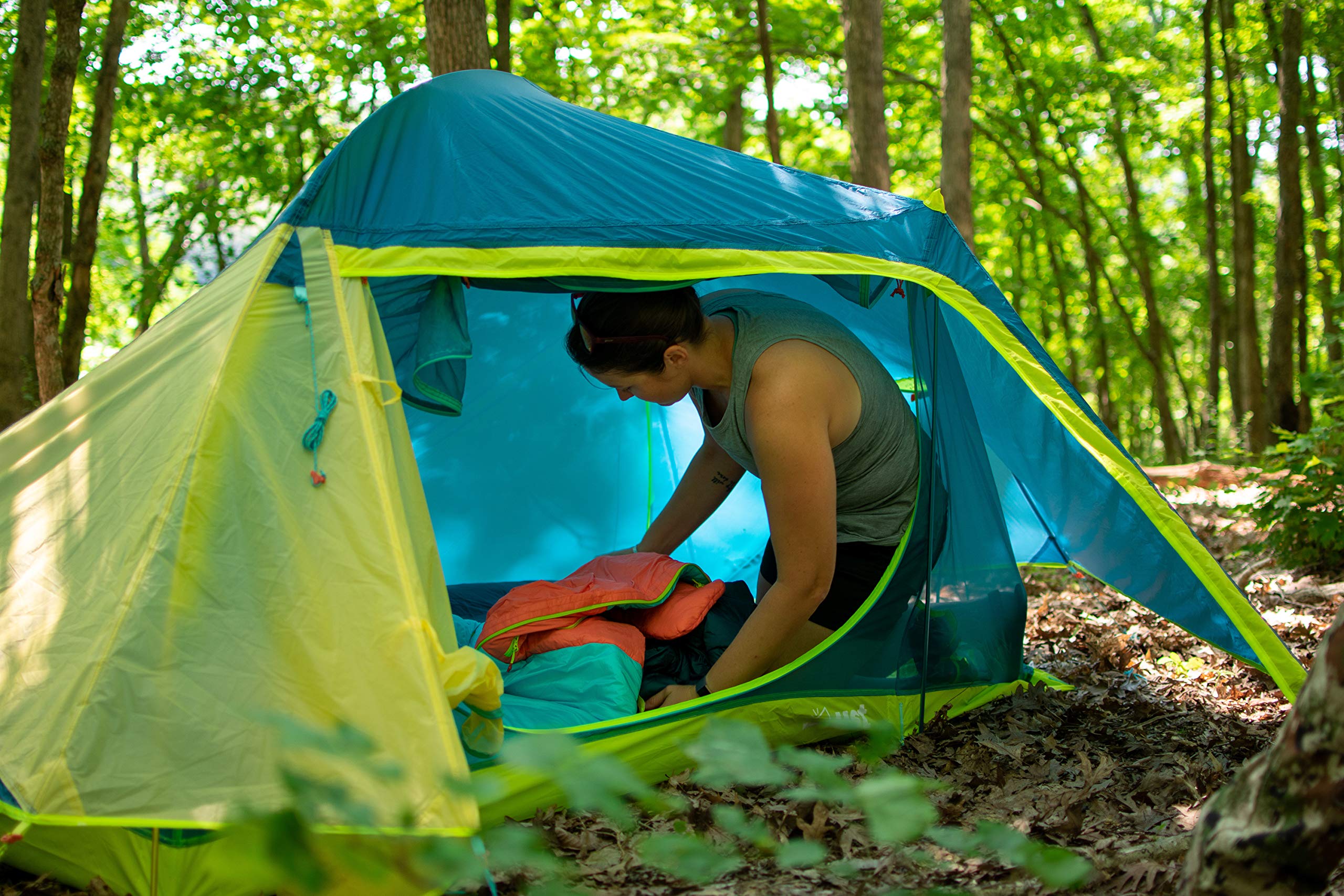 ust highlander 2-person backpacking tent with ultra light design and heavy duty, non-free standing waterproof construction for bikepacking, yakpacking, camping, and hiking
