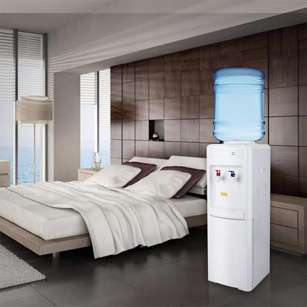 Vertical Water Dispenser Upgrade 5 Gallon Water Cooler Dispenser-Top Loading Freestanding Water Dispenser with Storage Cabinet, Two Temperature Settings-Hot(85℃-95℃), Normal Temperature(10-1