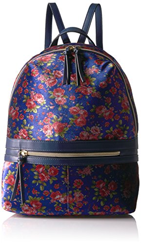 T-Shirt & Jeans Blue Floral Velvet Back Pack, blu