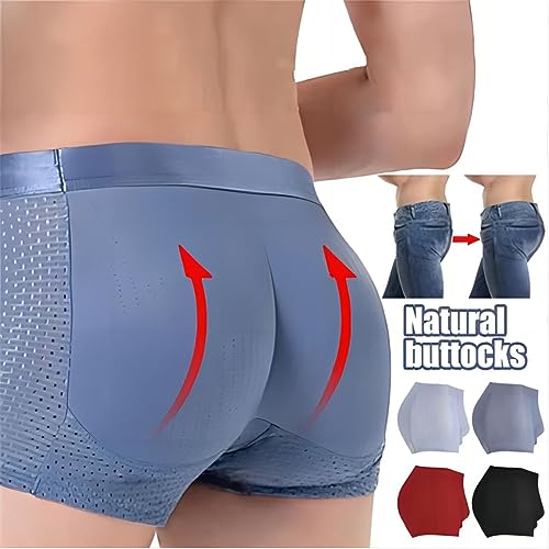YSGBYSG Nylon Ice Silk Breathable Men's Underwear, Seamless Butt Lifter Hip Enhancer Shaper Briefs, Butt Booster Underwear (XL, blue+black)