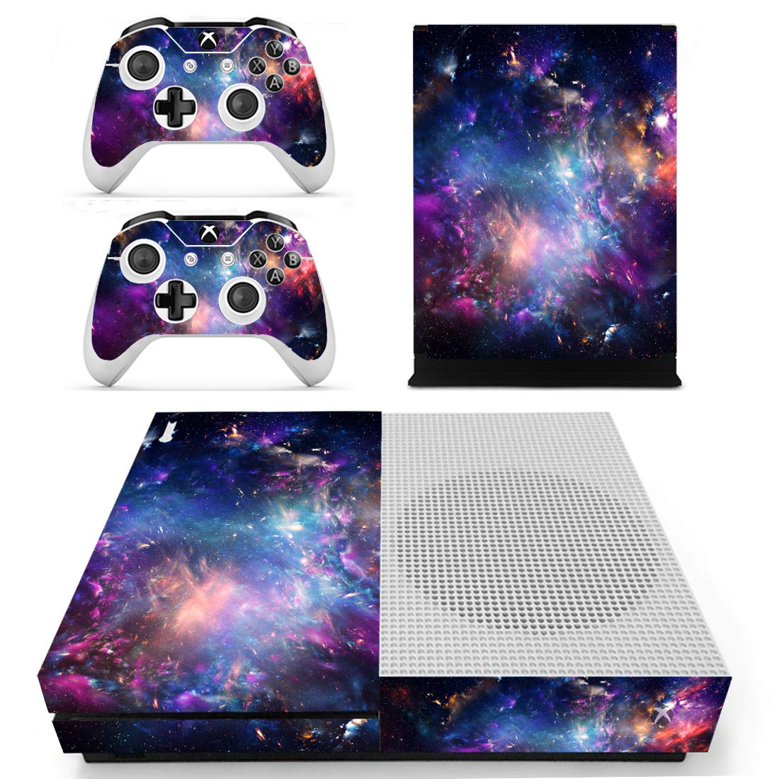 Wodoys Vinyl Stickers Skins Fit for Xbox One Slim Console and Controllers Suit Whole Body, GalaxyCluster