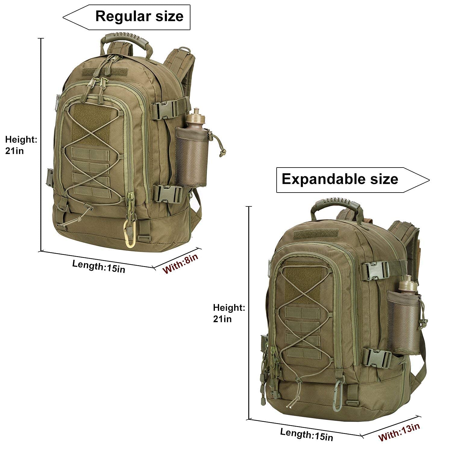 WolfWarriorX Backpack Military Backpacks for Men Tactical 3 Day Expandable Bag