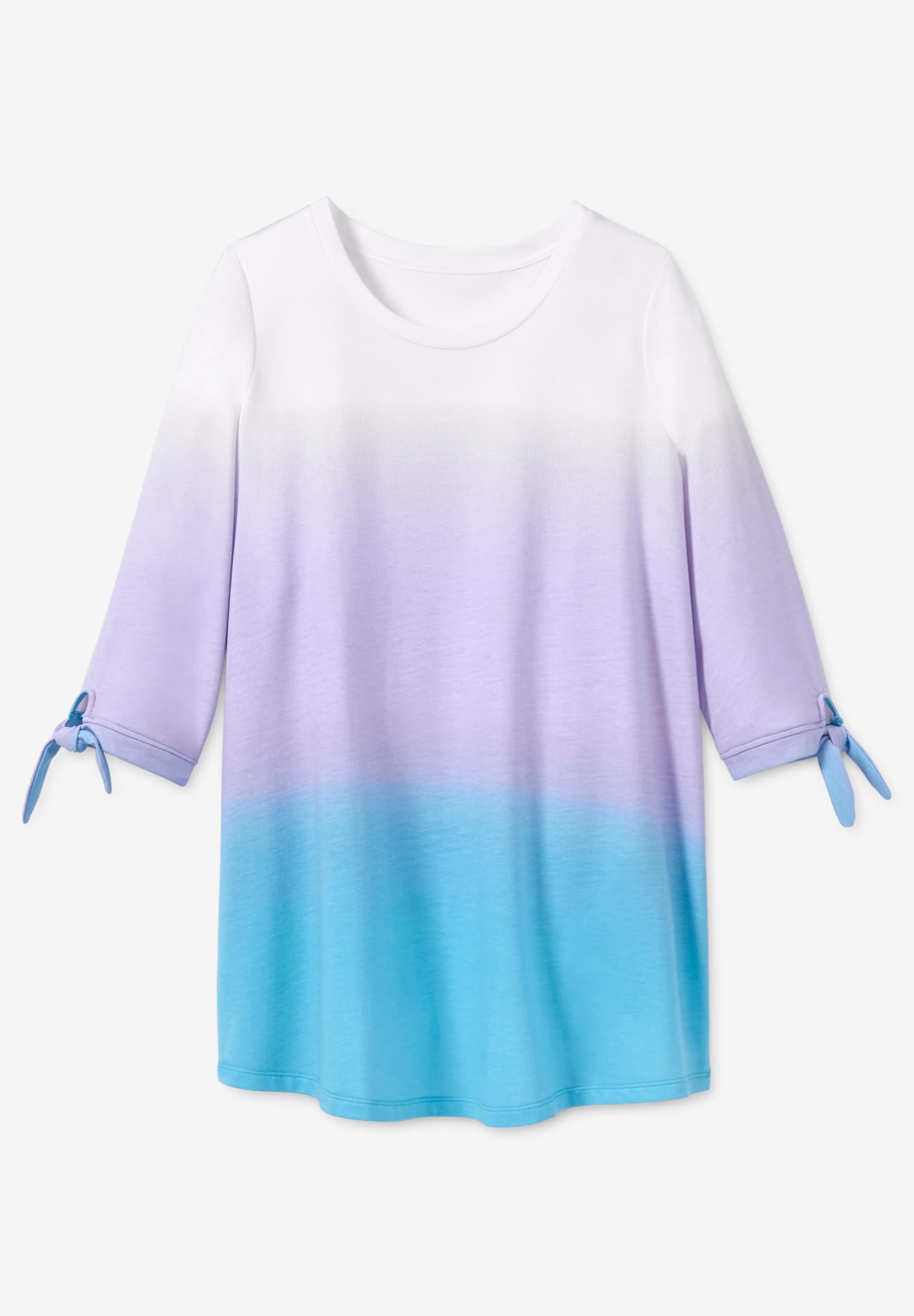 Woman Within Women's Plus Size French Terry Tie-Sleeve Sweatshirt - 18/20, Pink Ombre