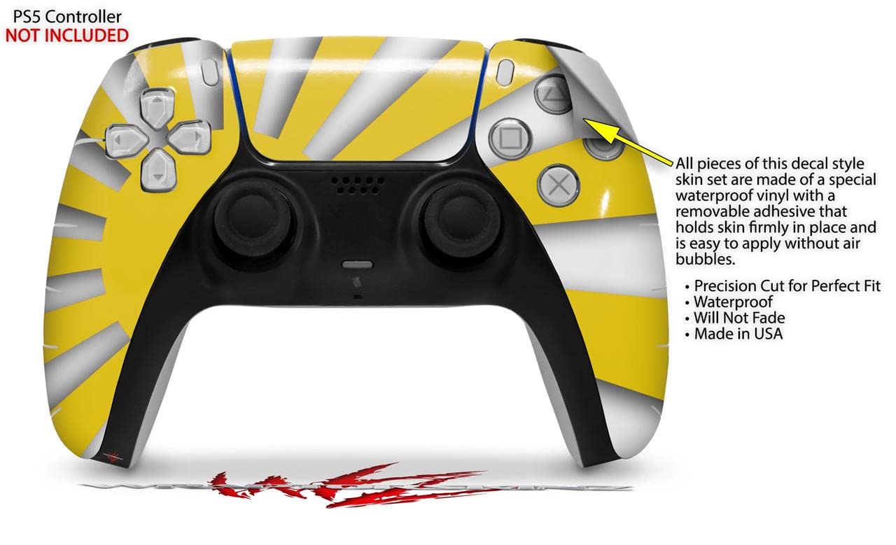 WraptorSkinz Skin Wrap compatible with Sony PS5 DualSense Controller Rising Sun Japanese Flag Yellow (CONTROLLER NOT INCLUDED)