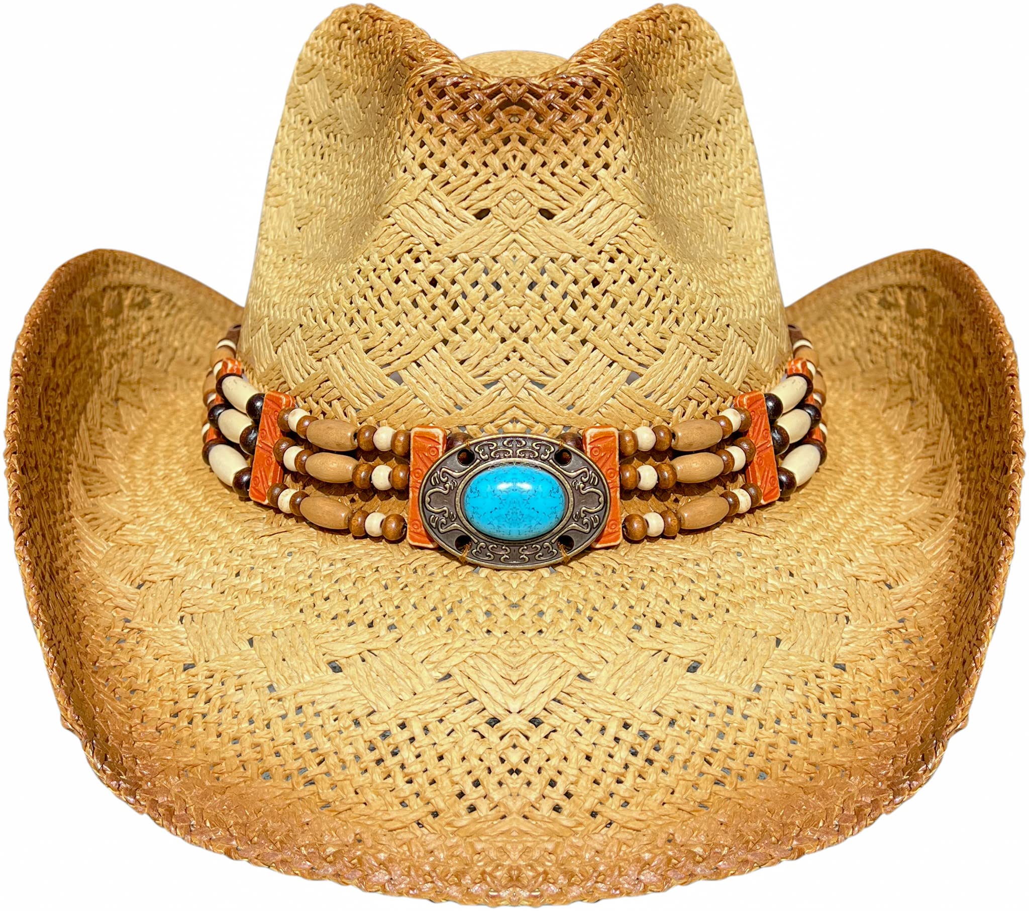Western Outback Cowboy Hat Men's Women's Style Straw Felt Canvas (Western Brown)