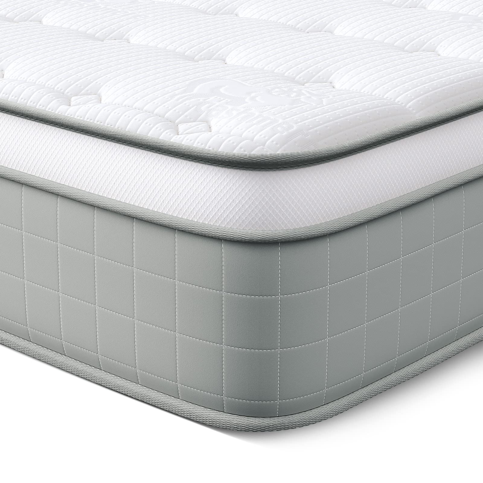Vesgantti Queen Mattresses, 12 Inch Innerspring Hybrid Queen Size Mattress, Pressure Relief Pocket Spring Bed Mattress in a Box with Breathable Memory Foam, Medium Firm Plush, CertiPUR-US