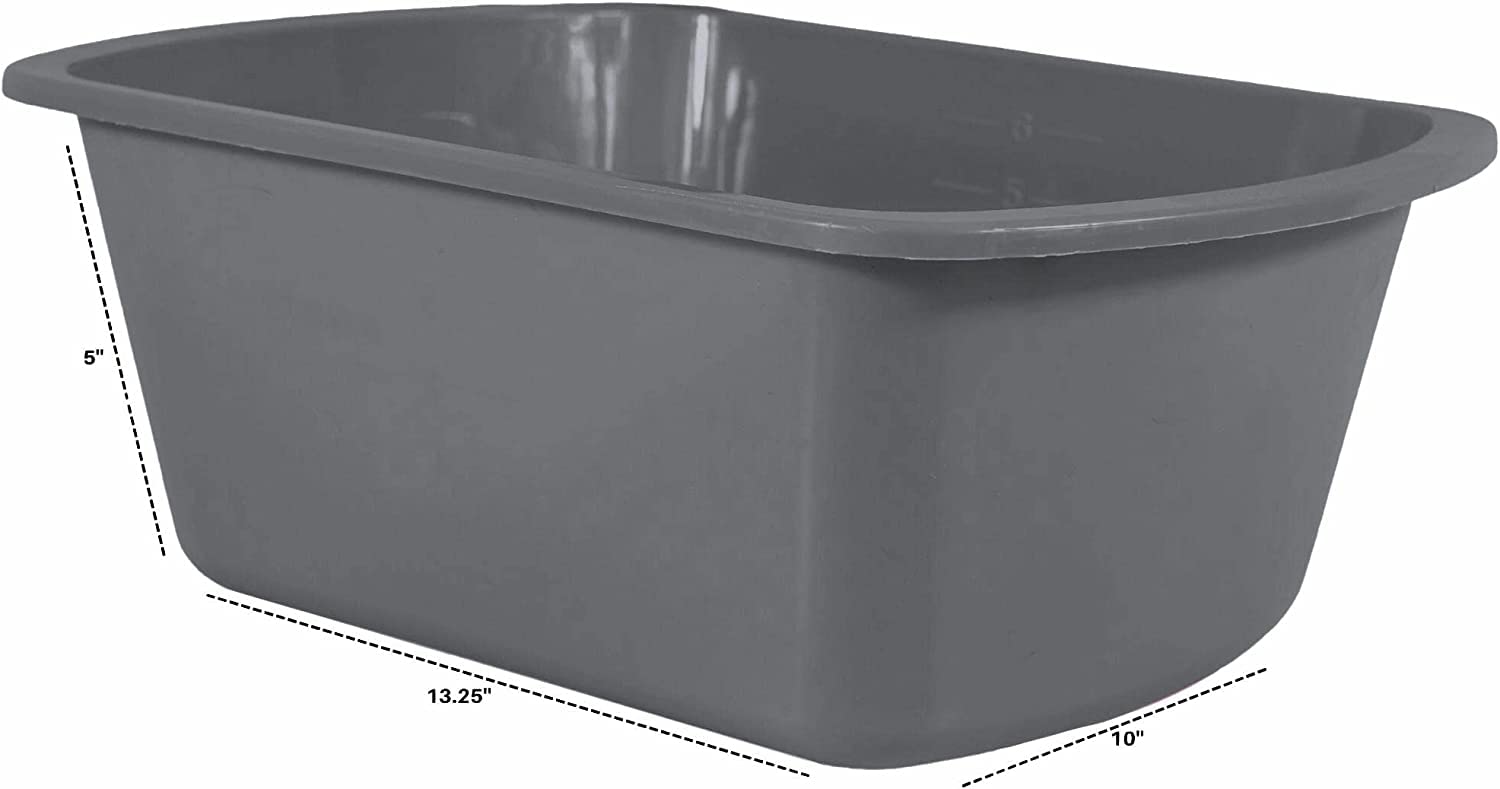 Wash Basins – Rectangular Plastic Hospital Bedside Soaking Tub [2 Pack] Small 7 Quart Graduated Bucket - Portable Washbasin for Washing, Cleaning, Foot Bath, Washing Dishes, Face Cleansing Bowl