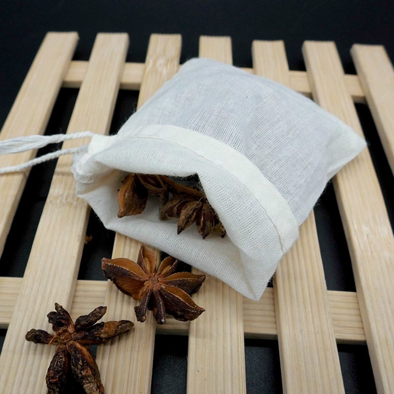 TOTITOM 50PCS 20x30cm Cotton Drawstring Bag Reusable,Muslin Bag Spices Sachet Bag for Household
