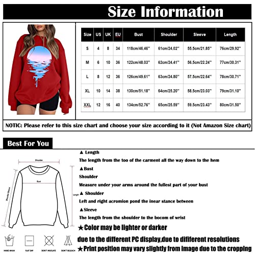 Women Print Sweatshirt Print Crewneck Sweater Pullover Plus Size Casual Sport Tunic Tops Loose Fit Sweatshirt