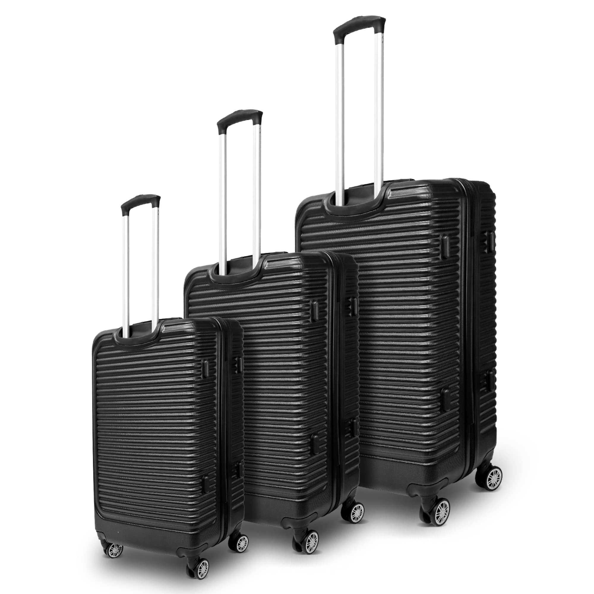 SO-FLY 3 Piece Luggage Sets Long Lasting ABS Durable Lightweight Hardshell Spinner Wheels 3pcs Hardside Suitcases with TSA Locks & 3-Year Warranty (Sapphire Black)