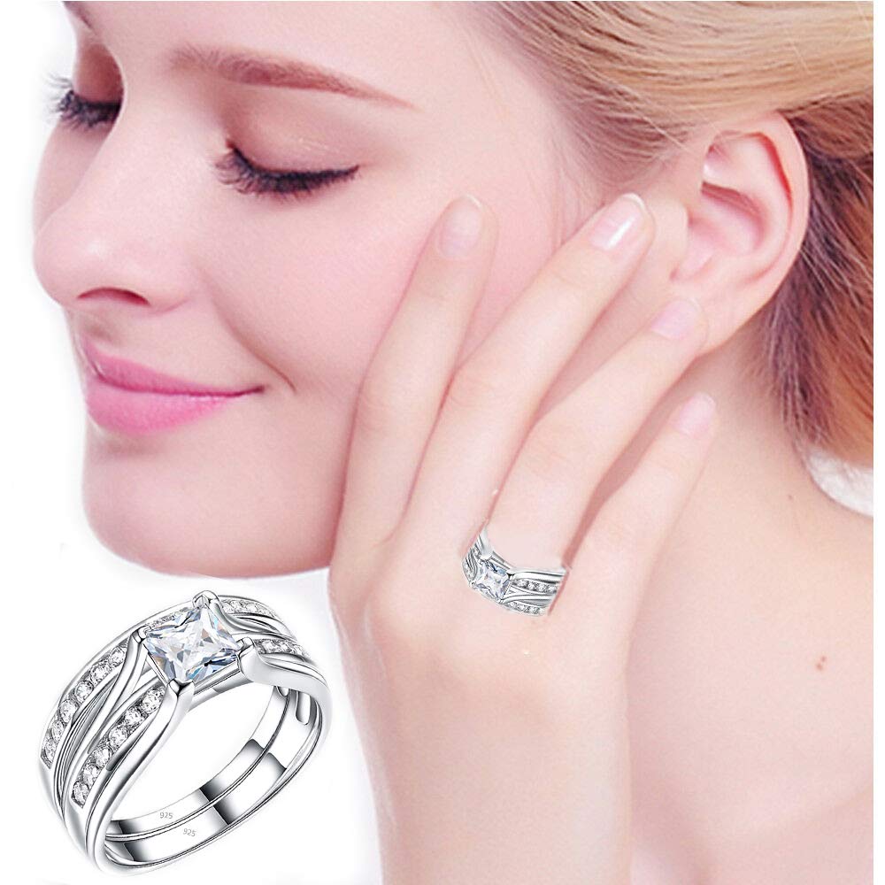VPKJewelry 2.00 ct Real 925 Sterling Silver Wedding Engagement 2 pc set Diamonique CZ Ring Women (4.5)