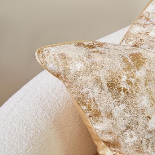 THE-TINOART Gold Throw Pillow Covers 22X22 Jacquard Square Couch Sofa Pillow Covers Luxury Glitter Gold Cushion Covers for Couch Sofa Bed 1Piece.