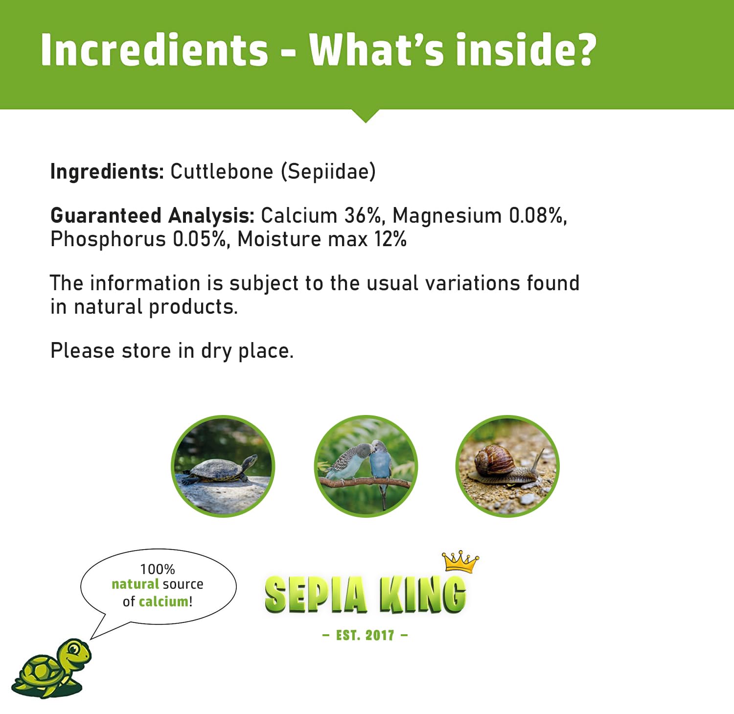 Sepia King - Extra Large - 100% Natural Calcium Supplement - Premium Cuttlebone perfect for Birds, Tortoises, Snails, Reptiles - Pack of 3