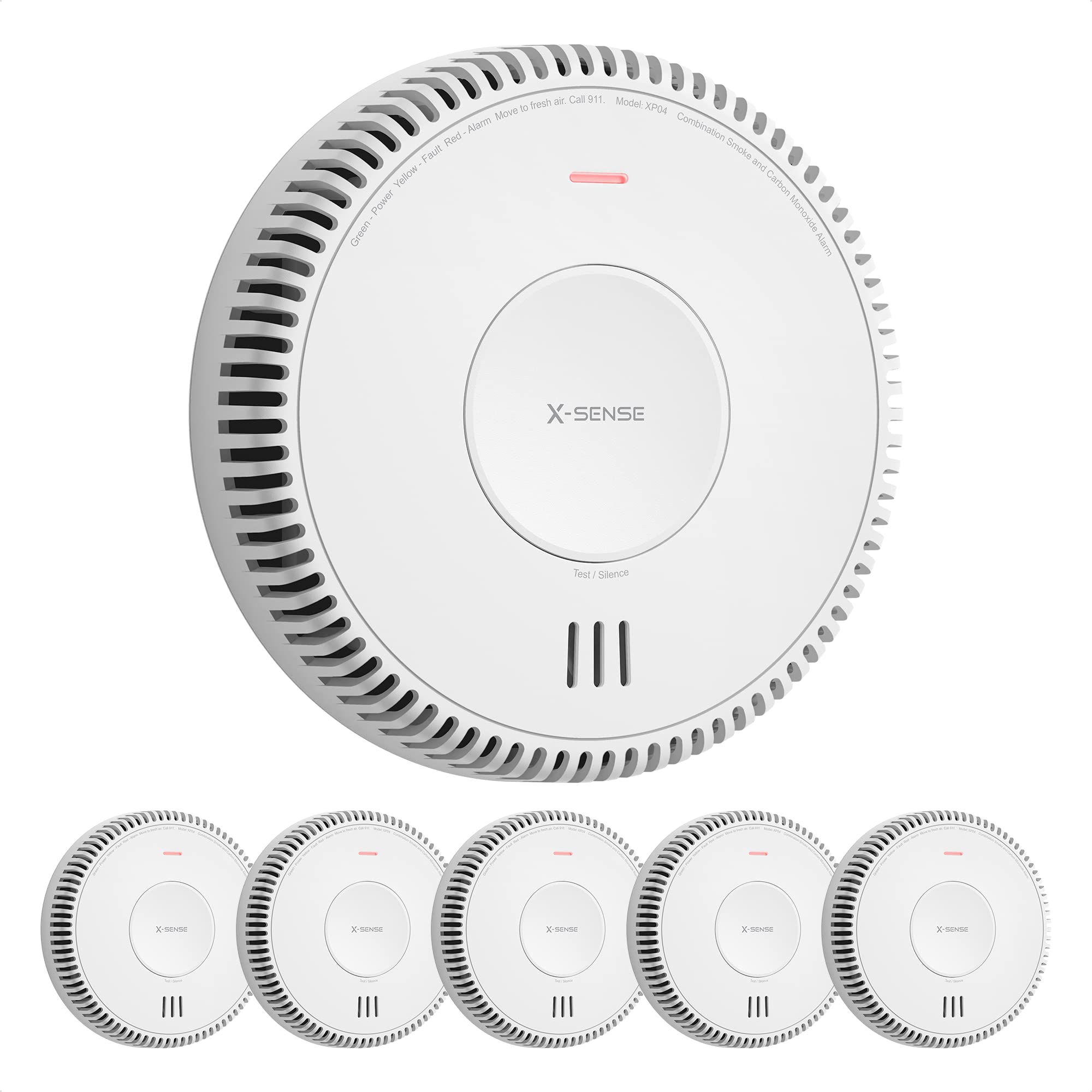 X-Sense SD01 Escape Light Smoke Alarm Detector, 10-Year Lithium Battery Fire Alarm with LED Indicator & Silence Button, Compliant with UL 217 Standard, 6-Pack
