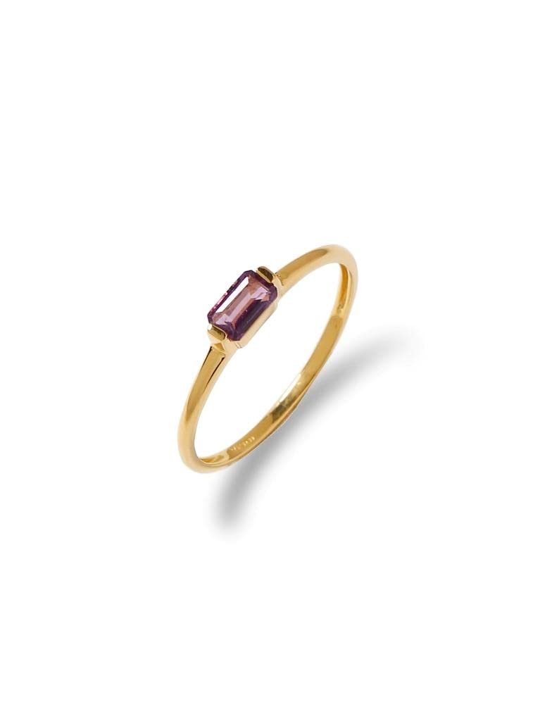 YoTreasure 0.27 Ct Amethyst 10k Yellow Gold Band Ring Jewelry