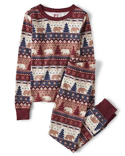 The Children's Place Kids 2 Piece Family Matching, Fall Harvest Pajama Sets, Cotton, Bear Fairisle, 7