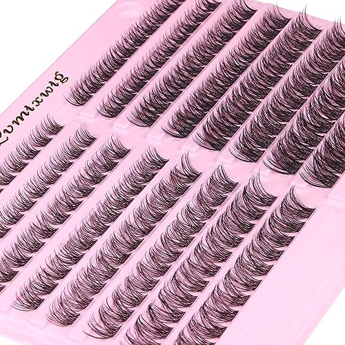 Self Adhesive Cluster Lashes Lash Clusters DIY Lashes Extension Cluster Lashes D Curl Wispy 2 Style Individual Lashes Extension 168 pcs Natural Look 10-16mm Faux Mink Cluster Eyelash DIY at Home