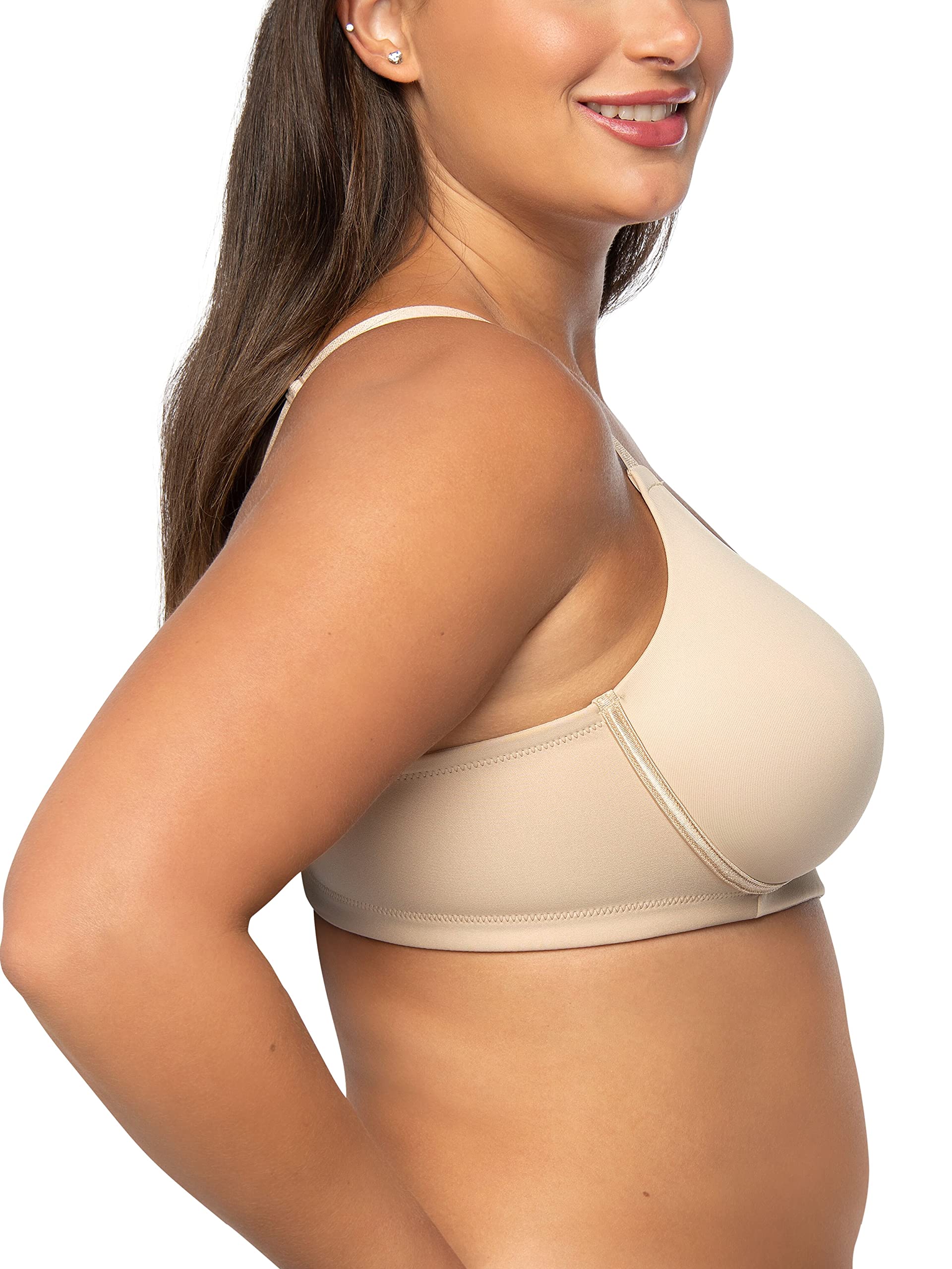Vanity Fair Womens Full Figure Beauty Back Smoothing Bra, 4-way Stretch Fabric, Lightly Lined Cups Up To H Bra, Wirefree - Beige, 42C US