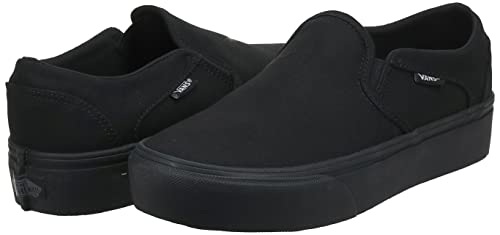 Vans Women's Asher Platform Sneaker, Canvas Black Black, 6
