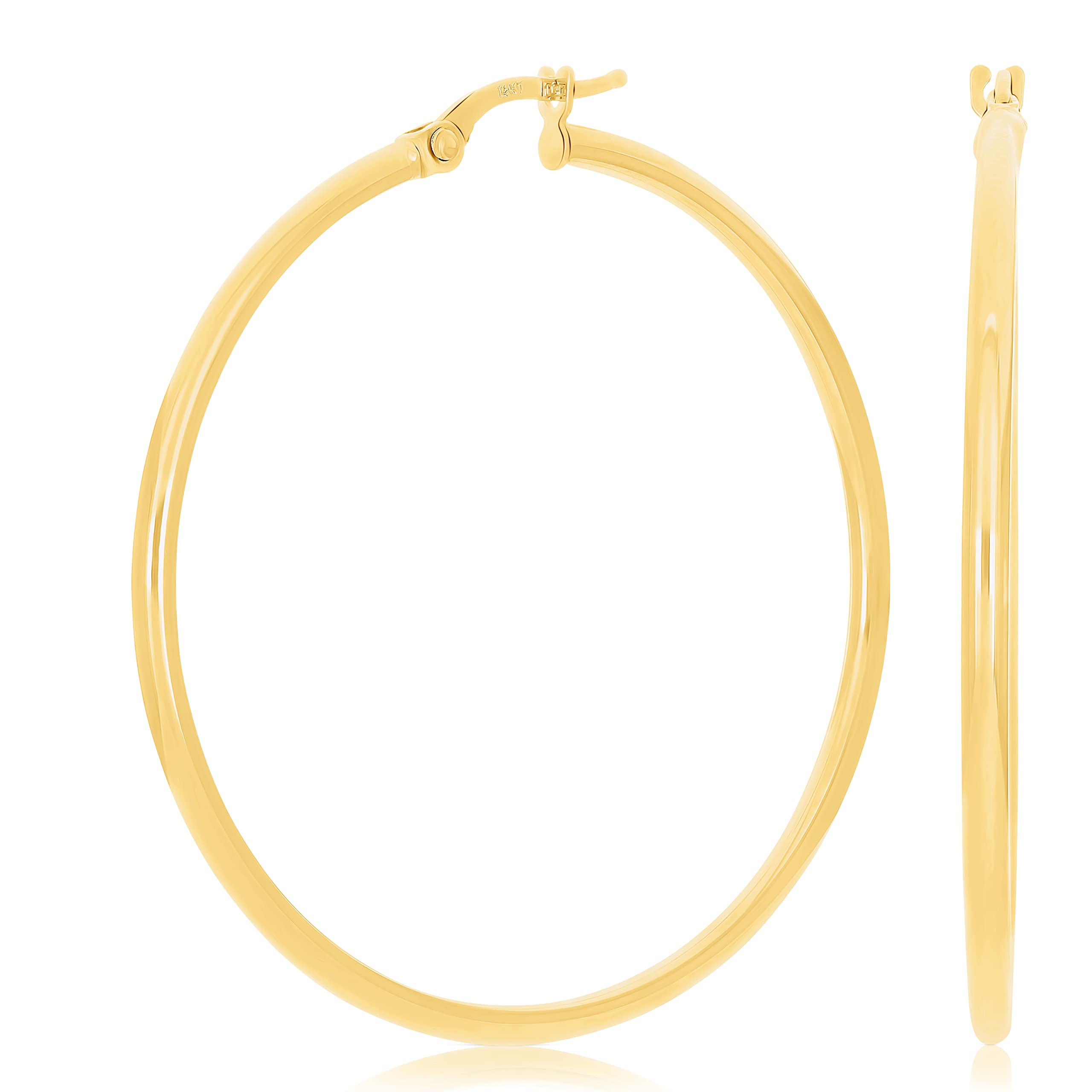 Small Hoop Earrings for Women, 14k Gold Earrings, Gold Earrings for Women Trendy, Gold Drop Earrings, 14k Gold Hoop Earrings, Hoop Earings - 2mm 1.5" Diameter, 2.5g