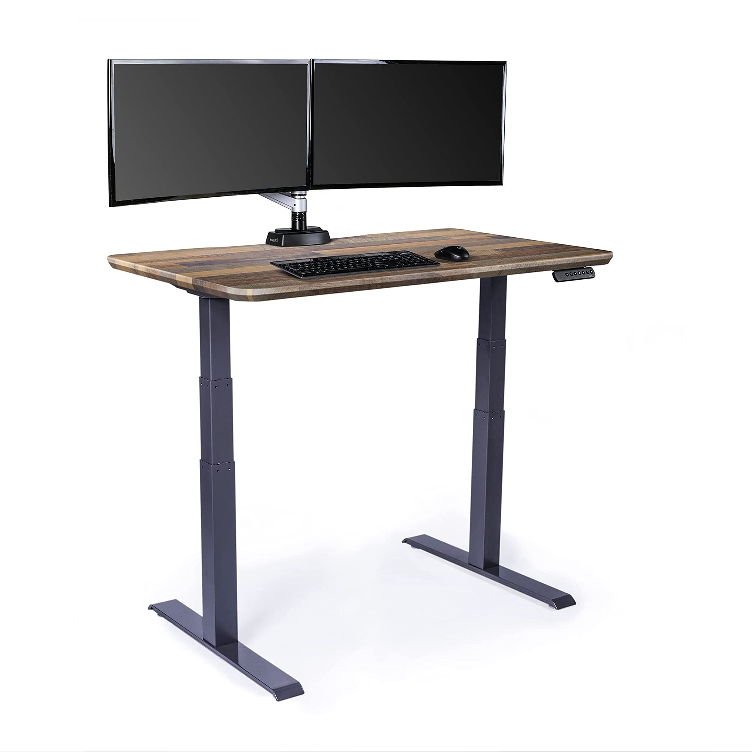 Vari Electric Standing Desk - Varidesk White Height Adjustable Computer Desk- Dual Motor with Memory Presets, Stable T-Style Legs- Large Home Office Workstation- 60” x 30”