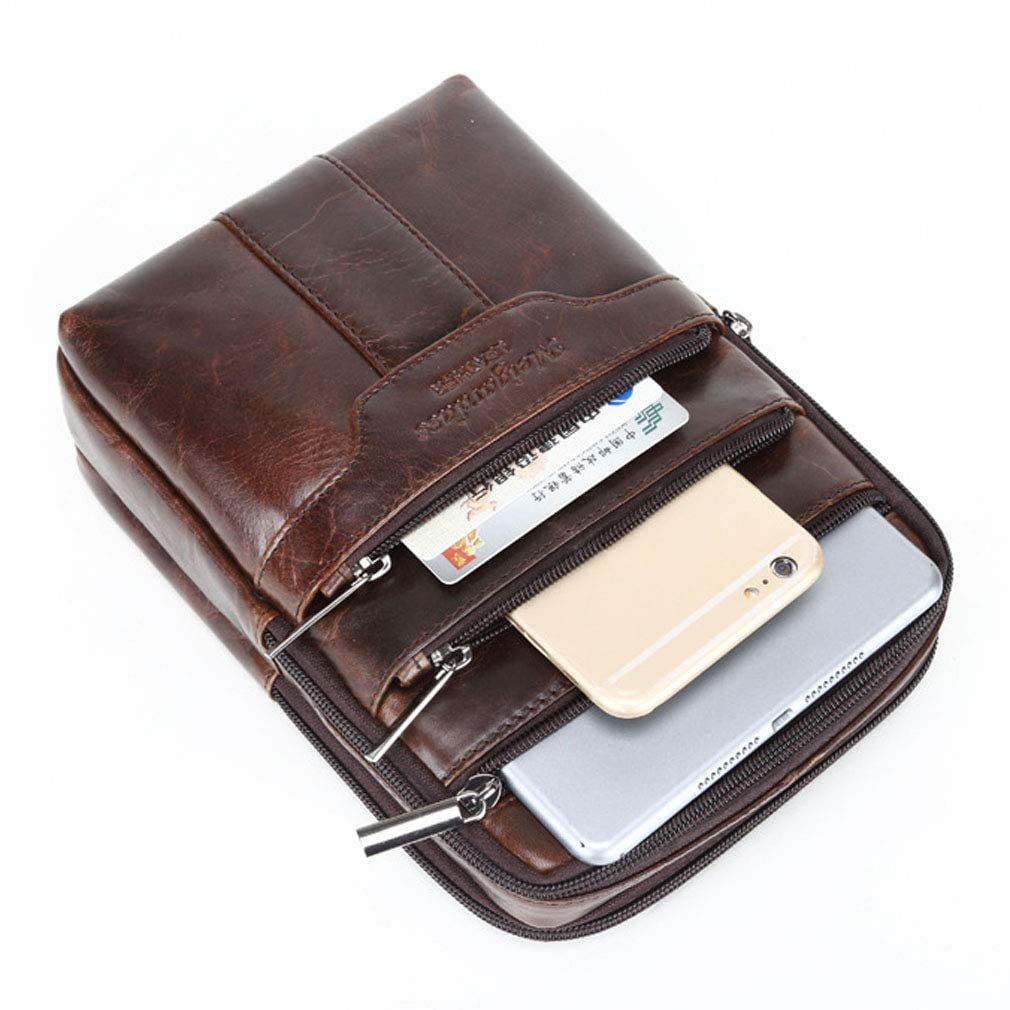 Small Leather Sling Shoulder Bag Messenger Pack for Men Women Travel Business Crossbody Pouch Phone Wallet Satchel Pocket Camping Casual Daypack