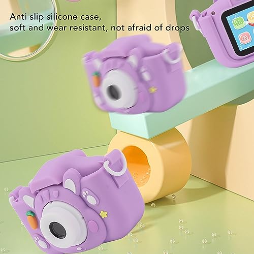 Selfie Camera Toy, Dual Lens 2.0in Screen Children Digital Camera with 32G Card for Boys Girls (Purple)