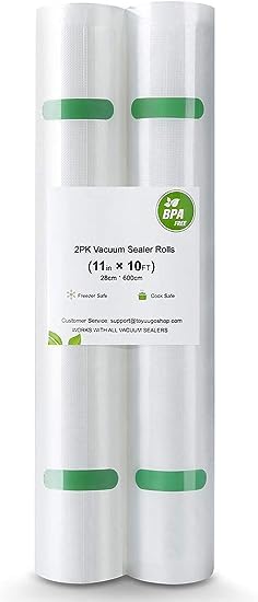 Vacuum Sealer Bags, 2 Rolls Thicker Heavy-Duty Commercial Quality Textured Vacuum Seal Bags for Food Storage Saver Sous Vide Cooking