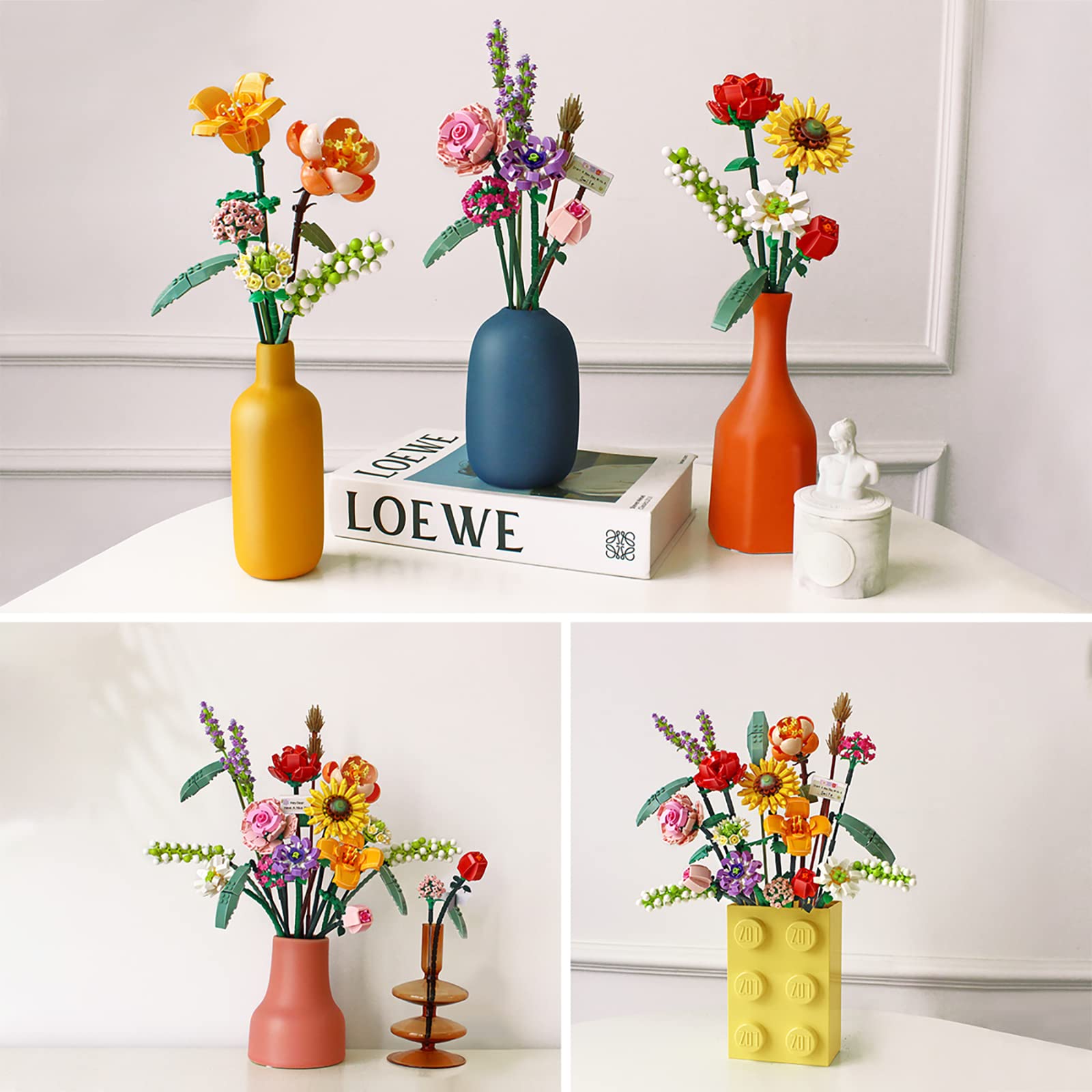 QLT Mini Bricks Flower Bouquet Building Sets, Artificial Flowers, DIY Unique Decoration Home, 547 Pieces Botanical Collection for Ages 8-12 yrs Old Girl for Gift(Not Compatible with Lego Set )