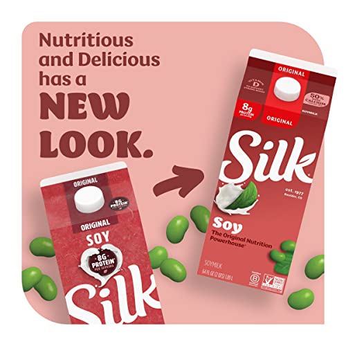 Silk Soymilk, Original, Dairy-Free, Vegan, Non-GMO Project Verified, Half Gallon, 64 Fl Oz
