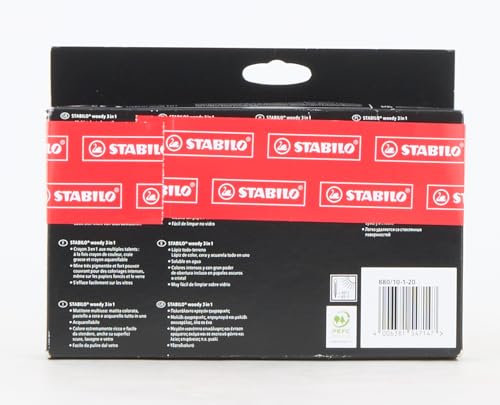 STABILO Multi-Talented Pencil woody 3 in 1 - ARTY - Pack of 10 - Assorted Colours with Sharpener