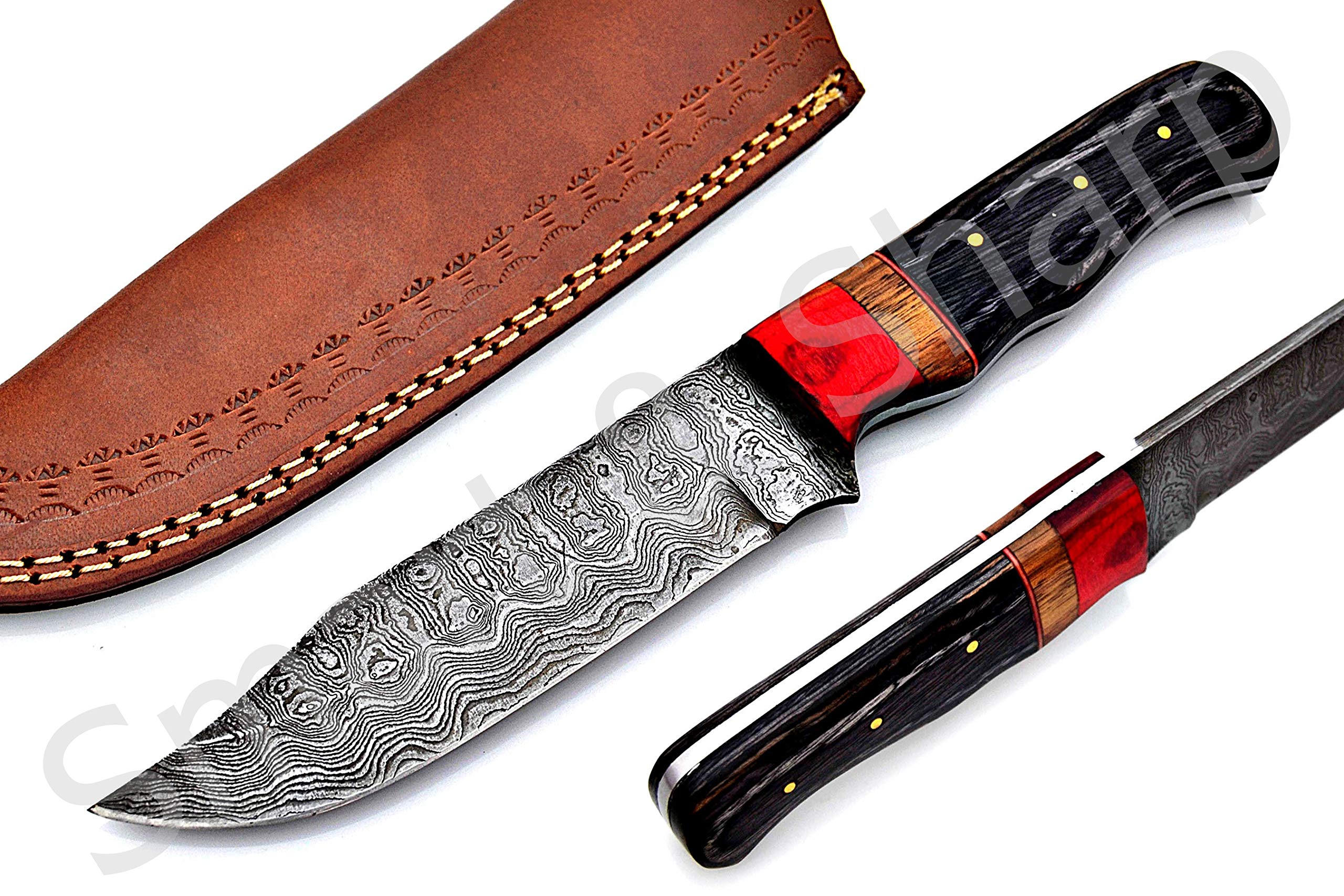 Smart & Sharp Custom Handmade Damascus Steel Hunting Knife/Skinning Knife AA-17284 (Black Wood)
