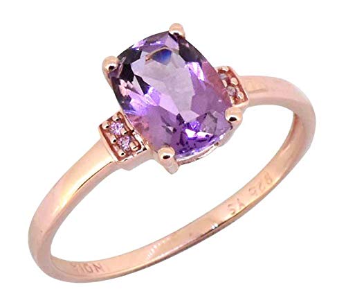 YoTreasure 1.32 Ct Amethyst Pink Sapphire Solid 10k Rose Gold Ring