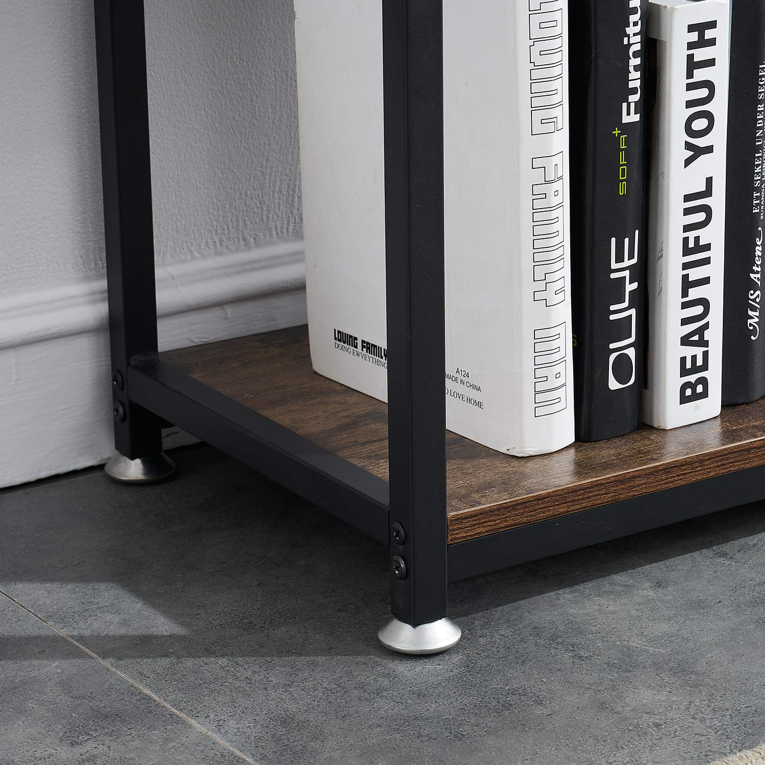 VECELO Bookshelf/Bookcase,Open Book Shelf with Middle Drawers Storage Organizer for Living Room,Home Office