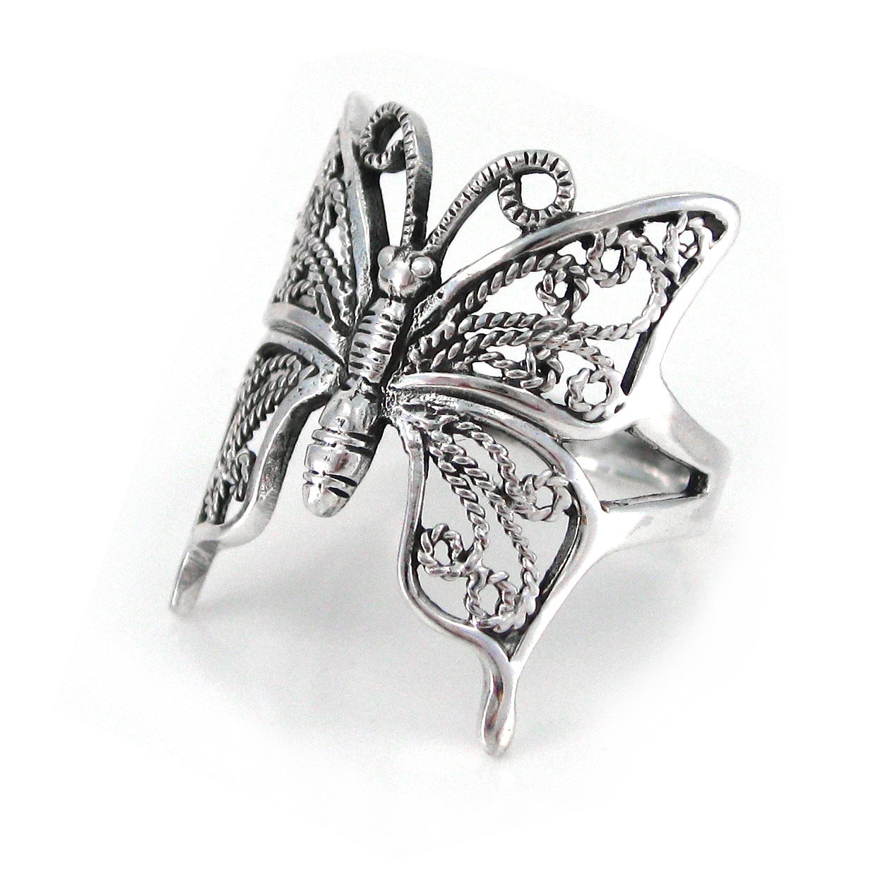 Sterling Silver Filigree Butterfly Ring, Size 6