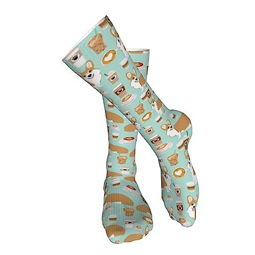 VGJNFDZC Corgis Coffee Mint Latte Cute Cafe Coffee Cute Mint Cafe Latte Compression Socks for Women and Men 10-20 mmHg Support for Running,Nursing,Athletic,Travel