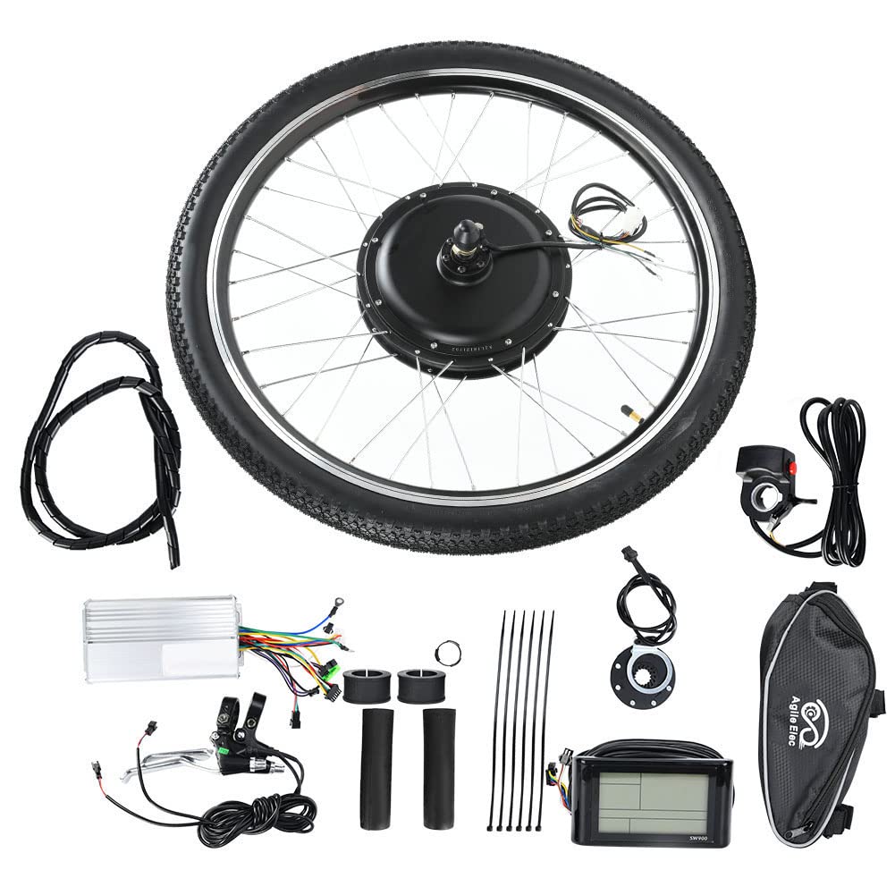 XinwoerElectric Bicycle Hub Motor Kit Wheel 26in Electric Bike Conversion 36V 500W with Meter,can Track Speed,Mileage and Gear Data(Front Drive)