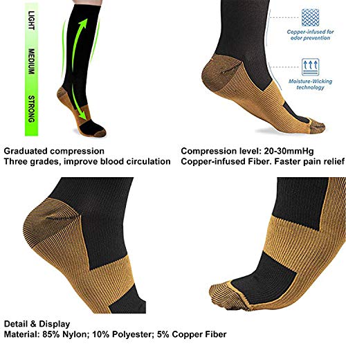 SunFeeling Compression Socks for Women & Men Circulation (3 Pairs) - Best Support for Athletic Running Nurses Recovery Travel,Large-X-Large